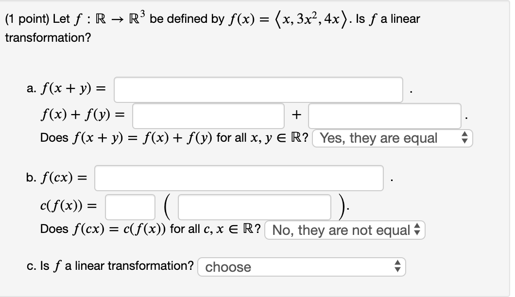 Solved (1 point) Let f : R → R3 be defined by f(x) = (x, | Chegg.com