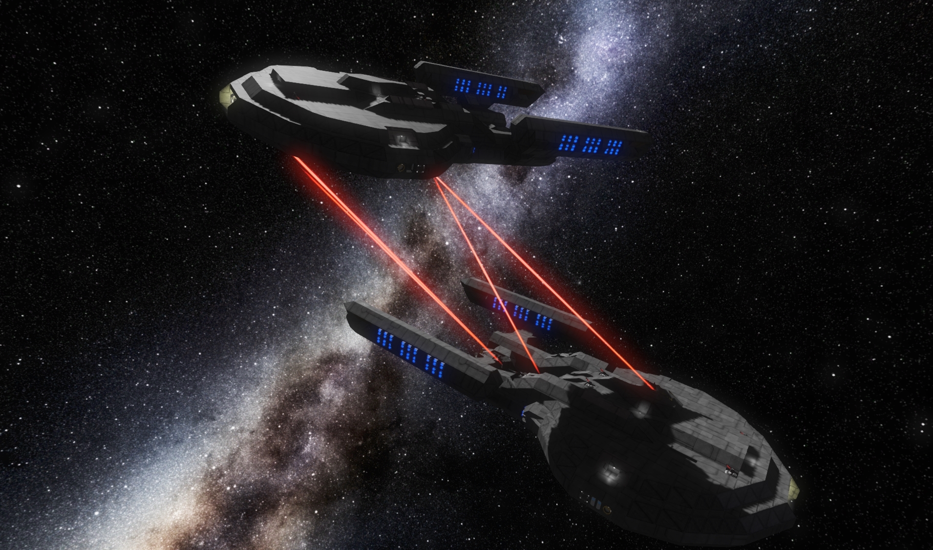 Been working on a smaller version of the NX-Class starship, with a few ...