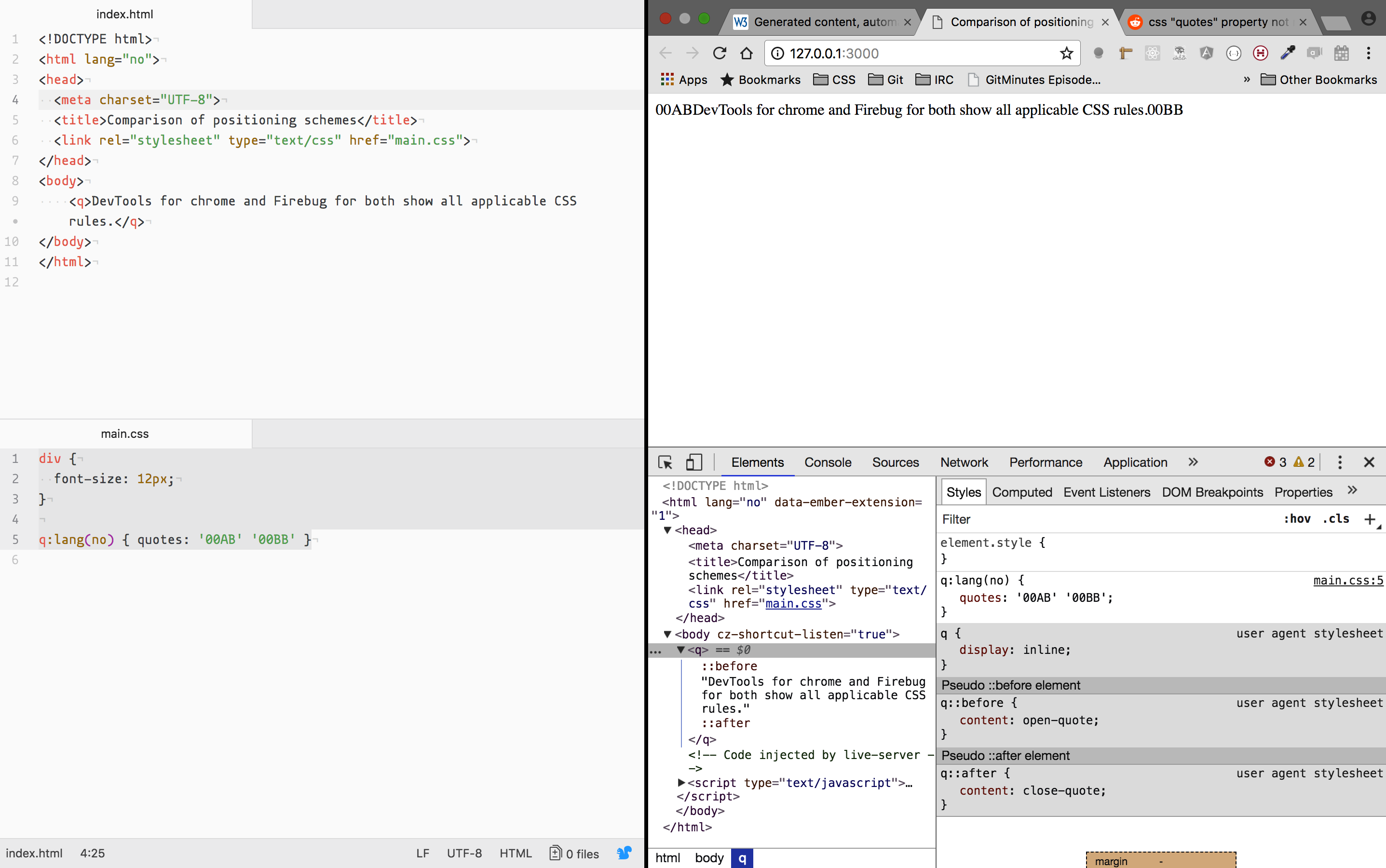 css "quotes" property not rendering ISO characters : r/css