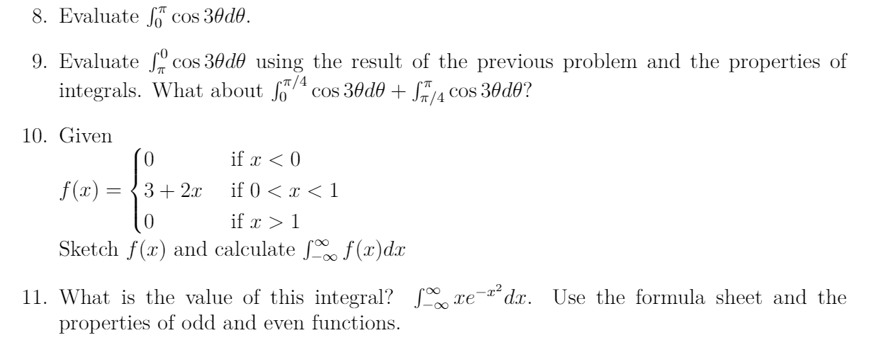 Solved Evaluate integral_0^pi cos 3 theta d theta. Evaluate | Chegg.com