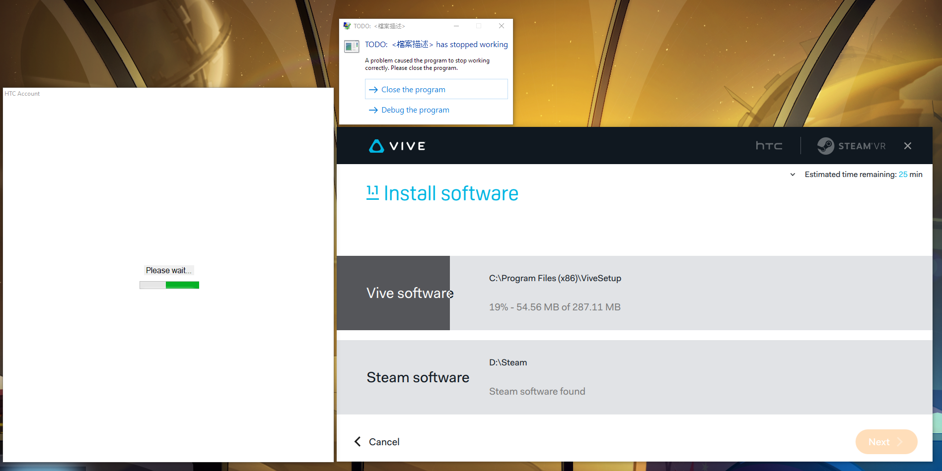 Vive Setup throwing weird error, can't finish installation. : r/Vive