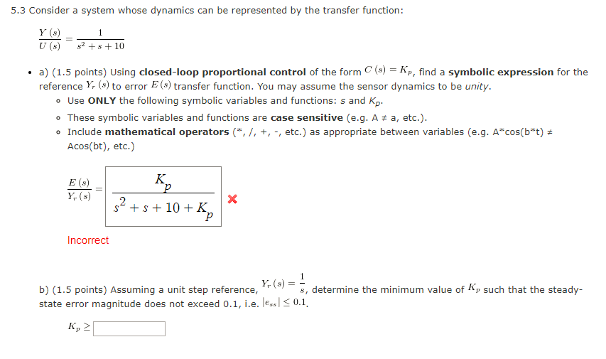Solved 5.3 Consider a system whose dynamics can be | Chegg.com