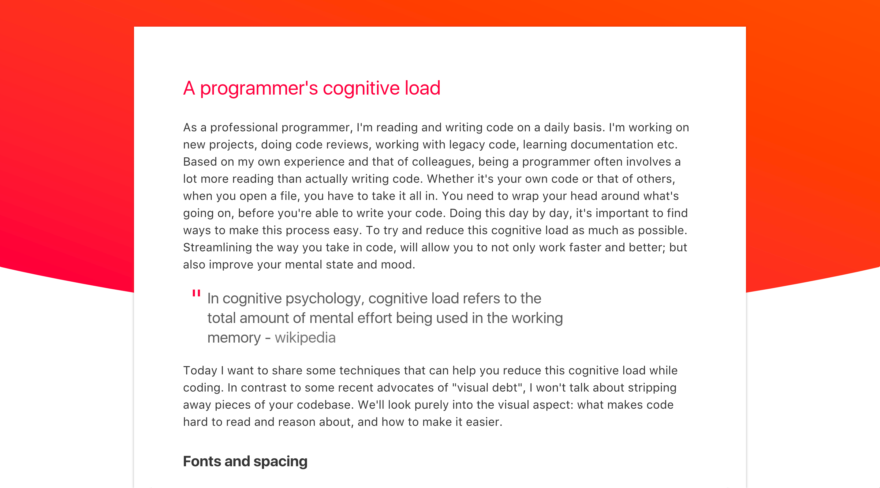 Reducing a programmer's cognitive load : r/webdev
