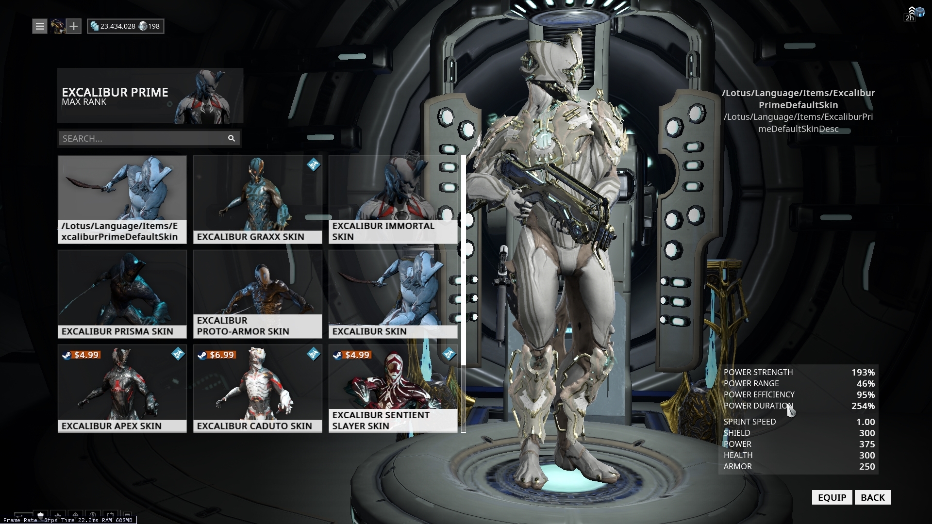 Excalibur Prime Default Skin - Menu Selection Bug - General - Warframe ...