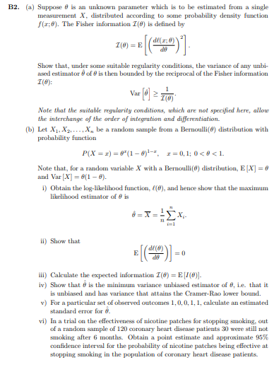 Solved B2. (a) Suppose is an unknown parameter which is to | Chegg.com