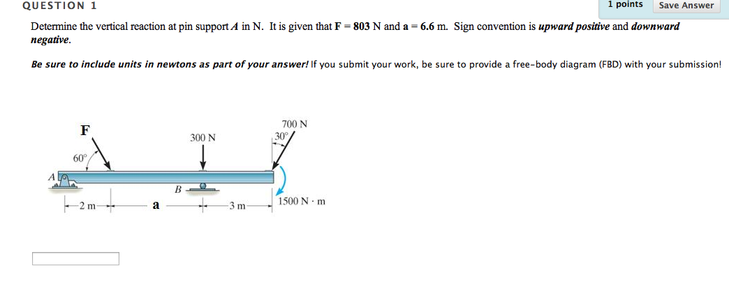 Solved Determine the vertical reaction at pin support A in | Chegg.com