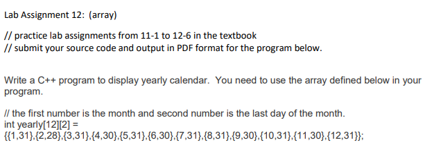Lab Assignment 12: (array) // practice lab | Chegg.com