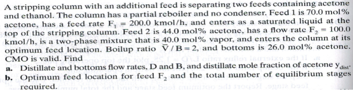 A stripping column with an additional feed is | Chegg.com