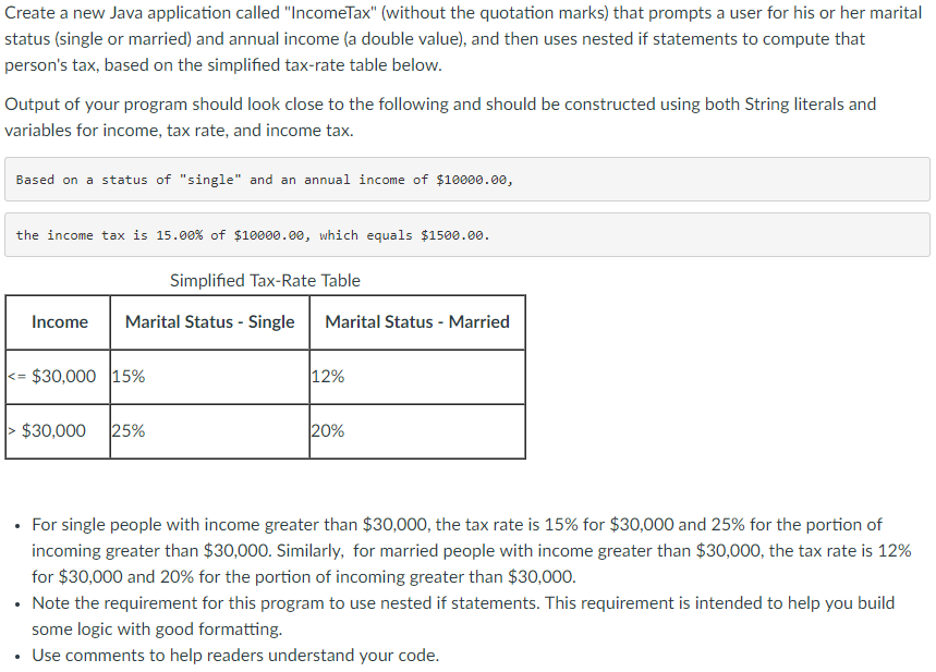 Solved Create A New Java Application Called Incometax 2636