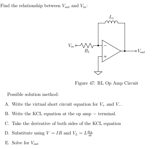 Solved Find the relationship between Vout and Vin Li RI Vout | Chegg.com