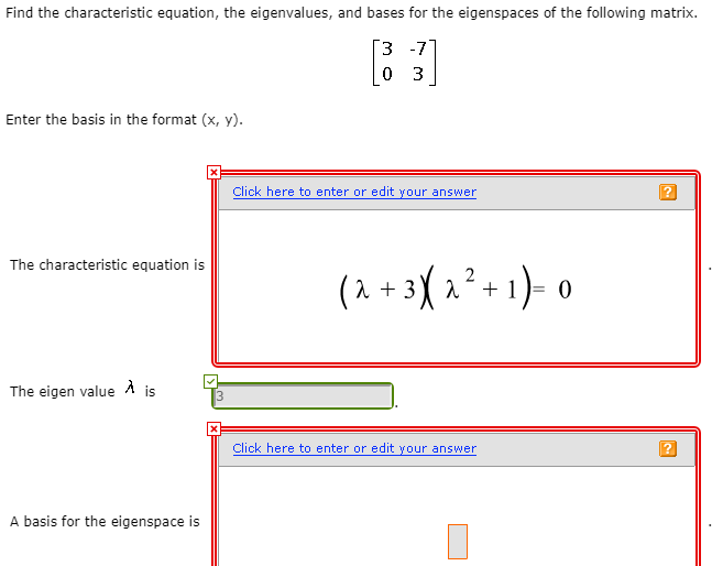 Solved Find the characteristic equation, the eigenvalues, | Chegg.com