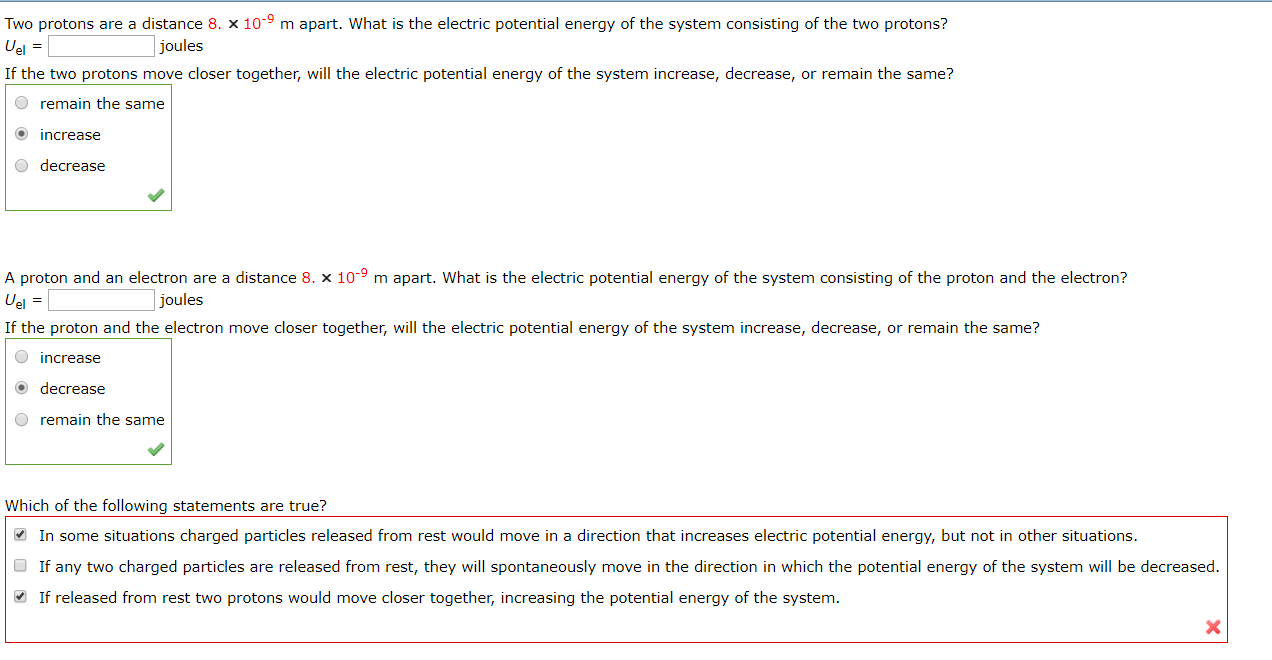 Solved Two protons are a distance 8. x 10-9 m apart. What is | Chegg.com
