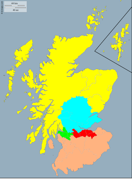 Scotland split into 5 areas of roughly equal population zones. : r/Scotland