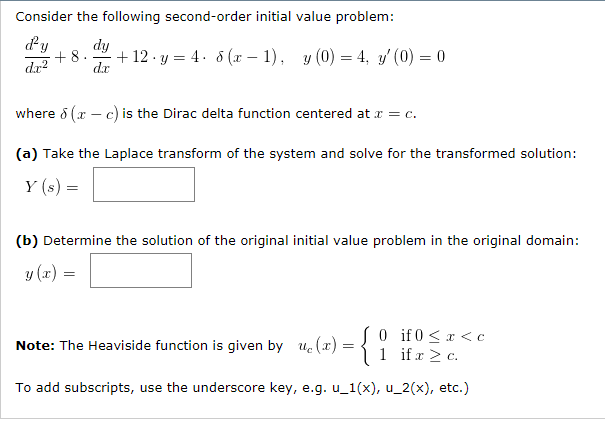 Solved Consider the following second-order initial value | Chegg.com Solved Consider the following second-order initial value | Chegg.com