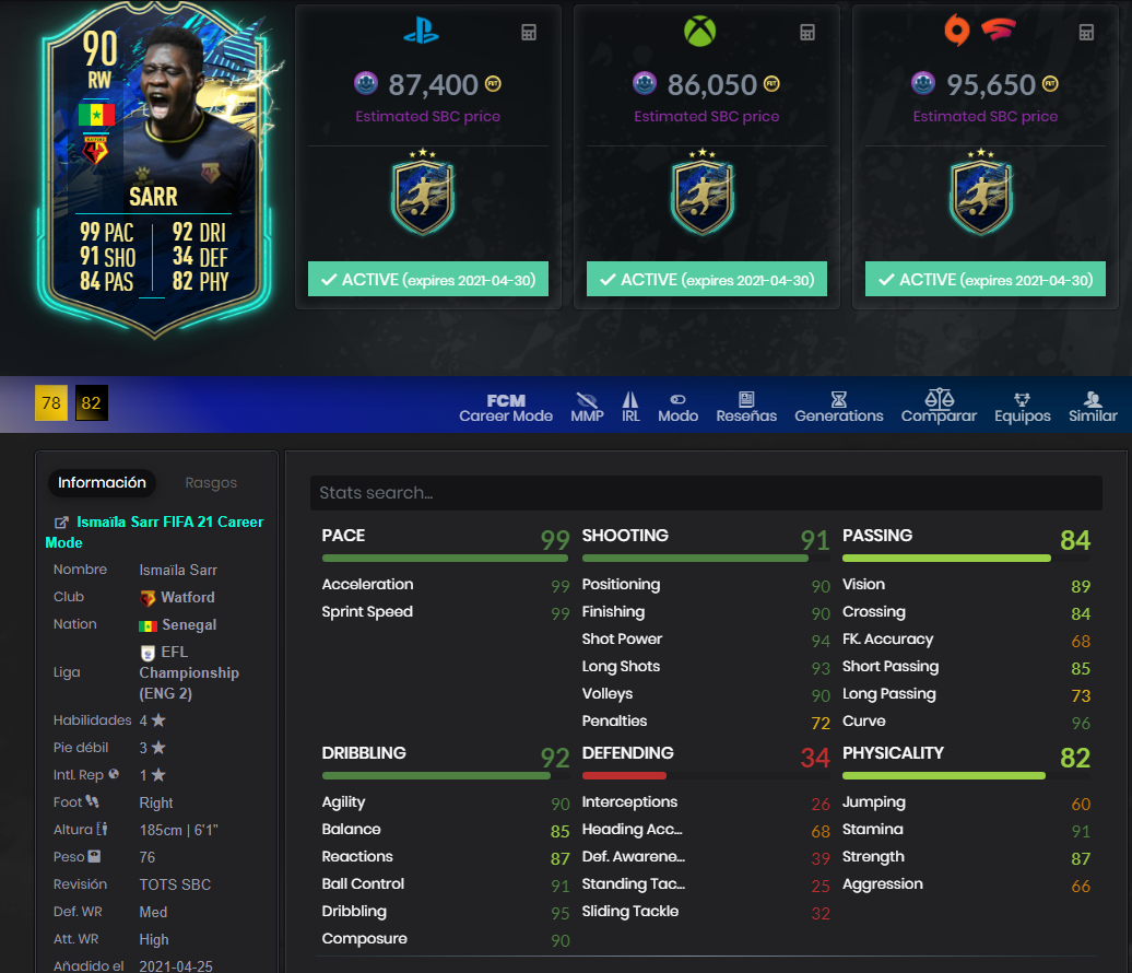 Ismaïla Sarr Tots El Revulsivo Definitivo De Fifa 21 Full Esports
