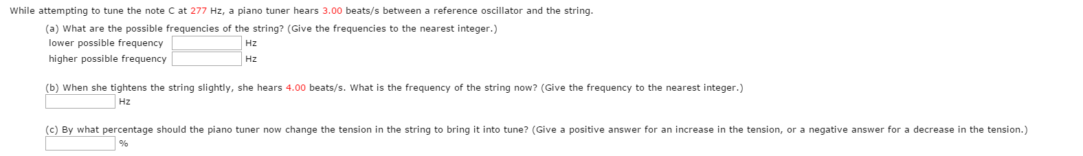 Solved While attempting to tune the note C at 277 Hz, a | Chegg.com