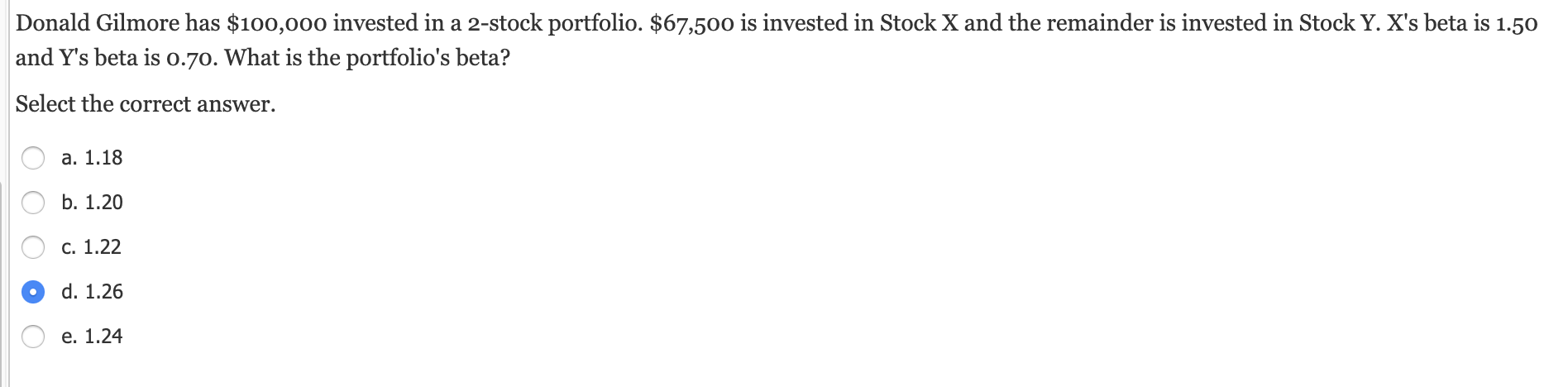 Solved Donald Gilmore has $10o,ooo invested in a 2-stock | Chegg.com