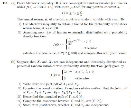 Solved B3. (a) Prove Markov's inequality: If X is a | Chegg.com