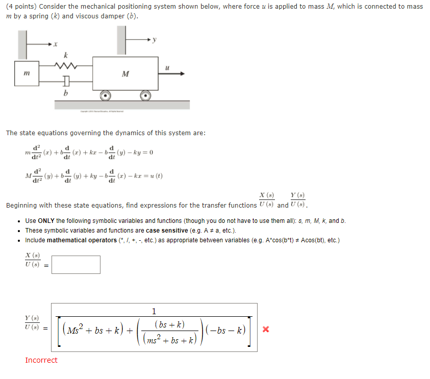 Solved (4 points) Consider the mechanical positioning system | Chegg.com