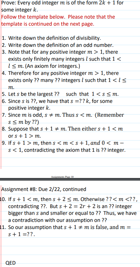 Solved Prove: Every odd integer m is of the form 2k +1 for | Chegg.com