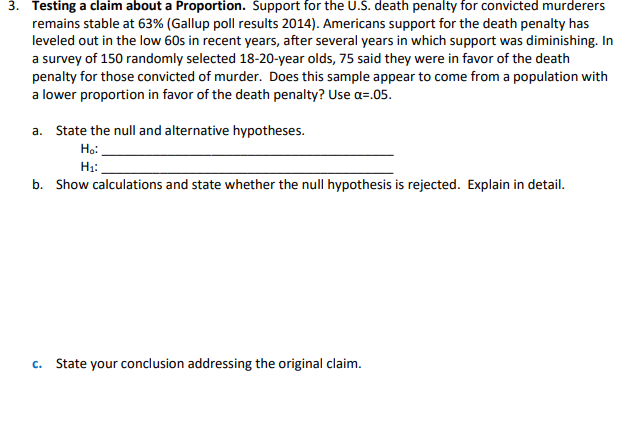 Solved Testing a claim about a Proportion. Support for the | Chegg.com