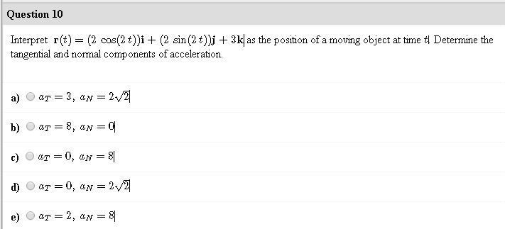 Solved Interpret r(t) = (2 cos(2 t)i+(2 sin (2 t))j+ 3k| as | Chegg.com