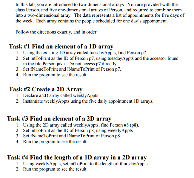 Solved In this lab, you are introduced to two-dimensional | Chegg.com