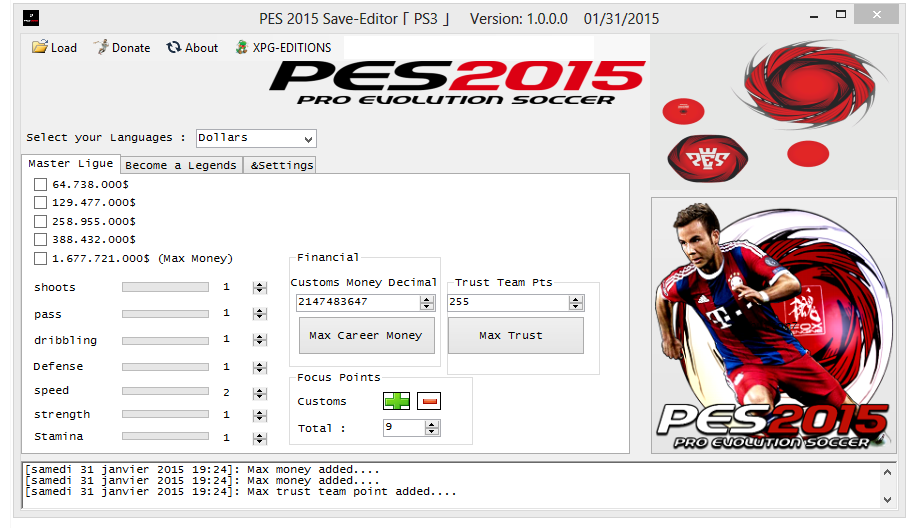 [TEAM-XPG ] PES 2015 save Editor PS3 [0.2 ] | XPG Gaming Community