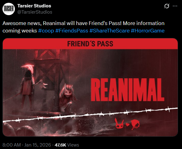 Reanimal (horror game by Little Nightmares 1 & 2 devs) confirmed to have Friend's Pass for ...
