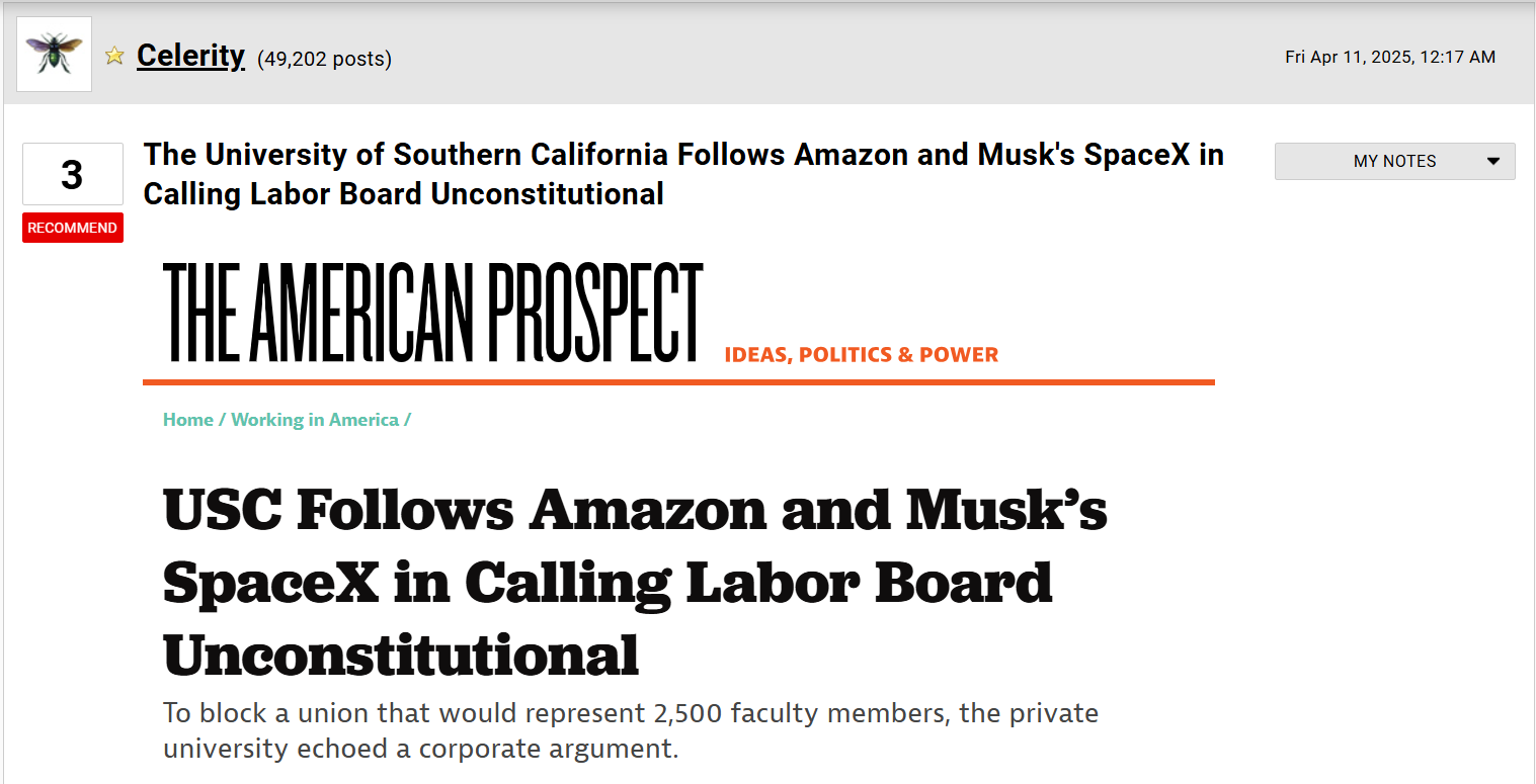 USC Follows Amazon and Musk's SpaceX in Calling Labor Board ...