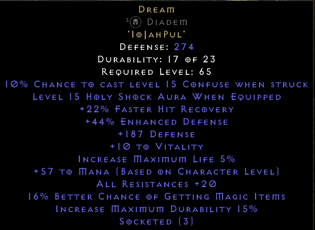 N 2x Dream Diadem/bone Visage And Troll Nest - Topic - d2jsp