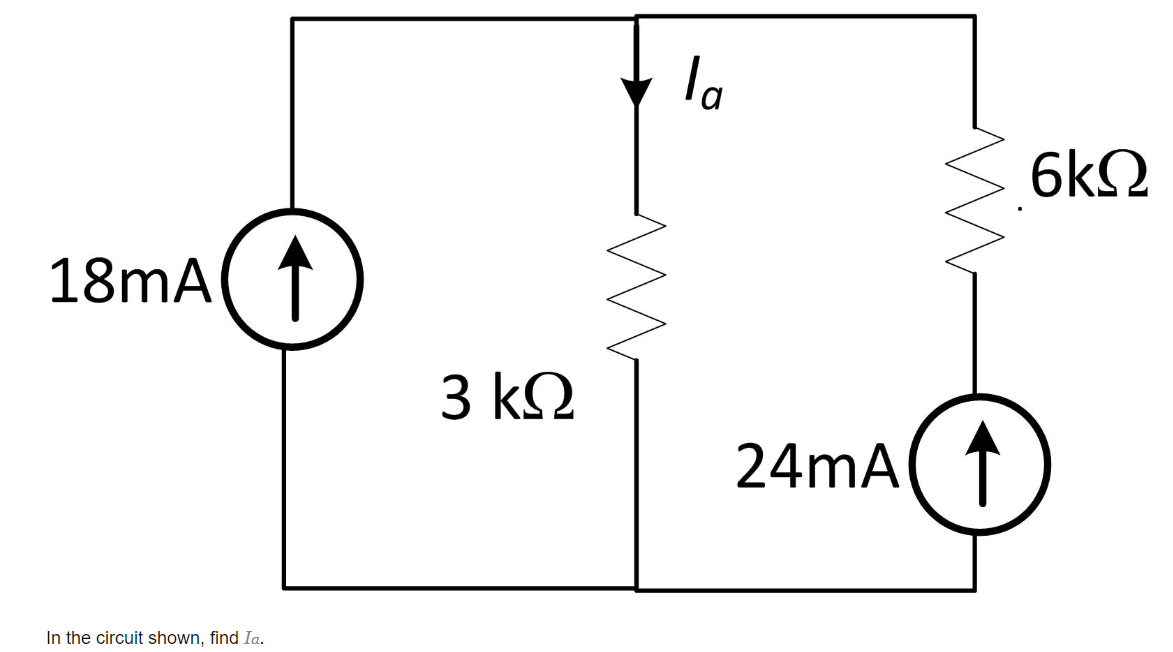 Solved 18mA 24mA In the circuit shown, find Ia. | Chegg.com