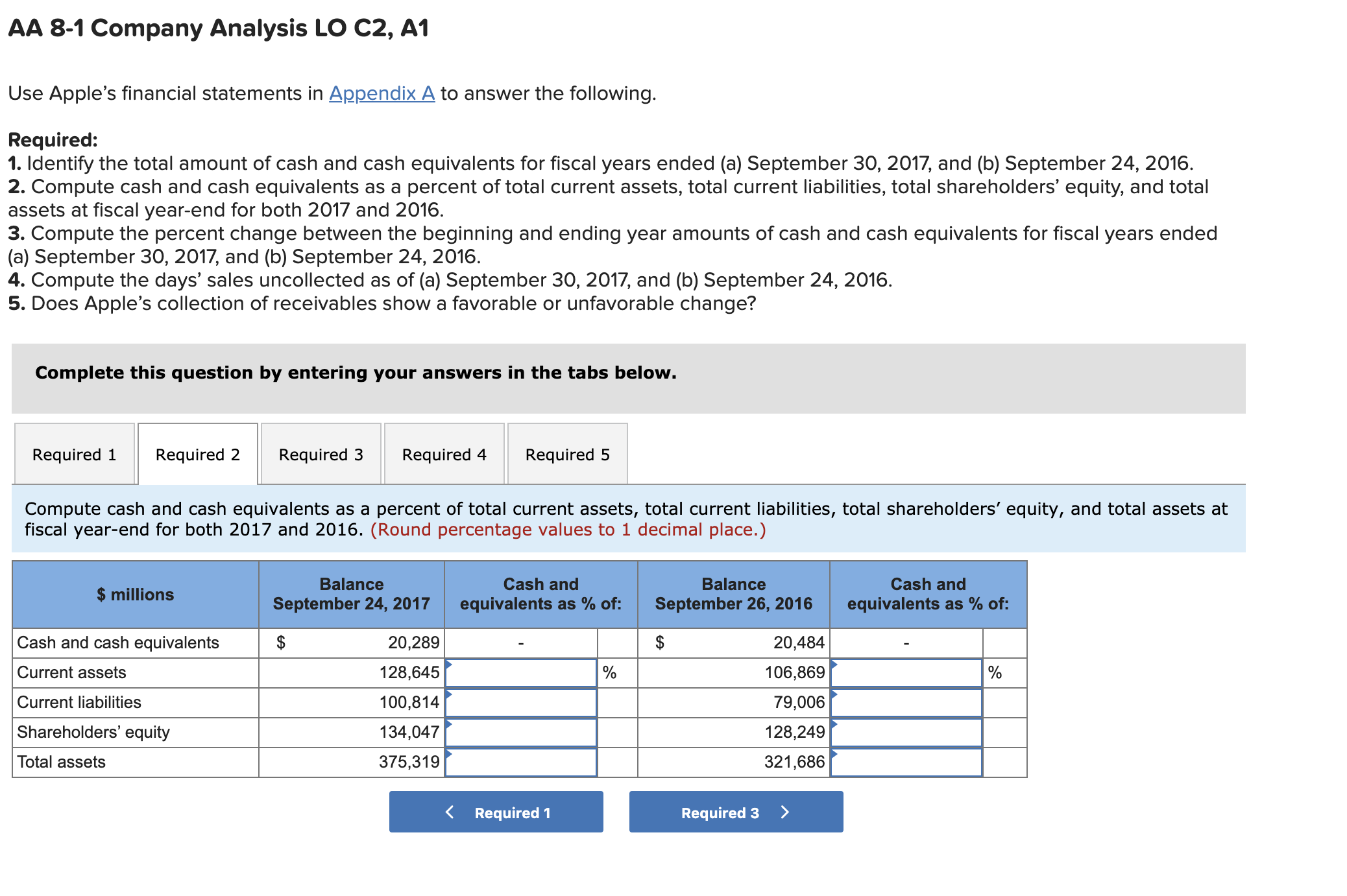 Solved AA 8-1 Company Analysis LO C2, A1 Use Apple's | Chegg.com