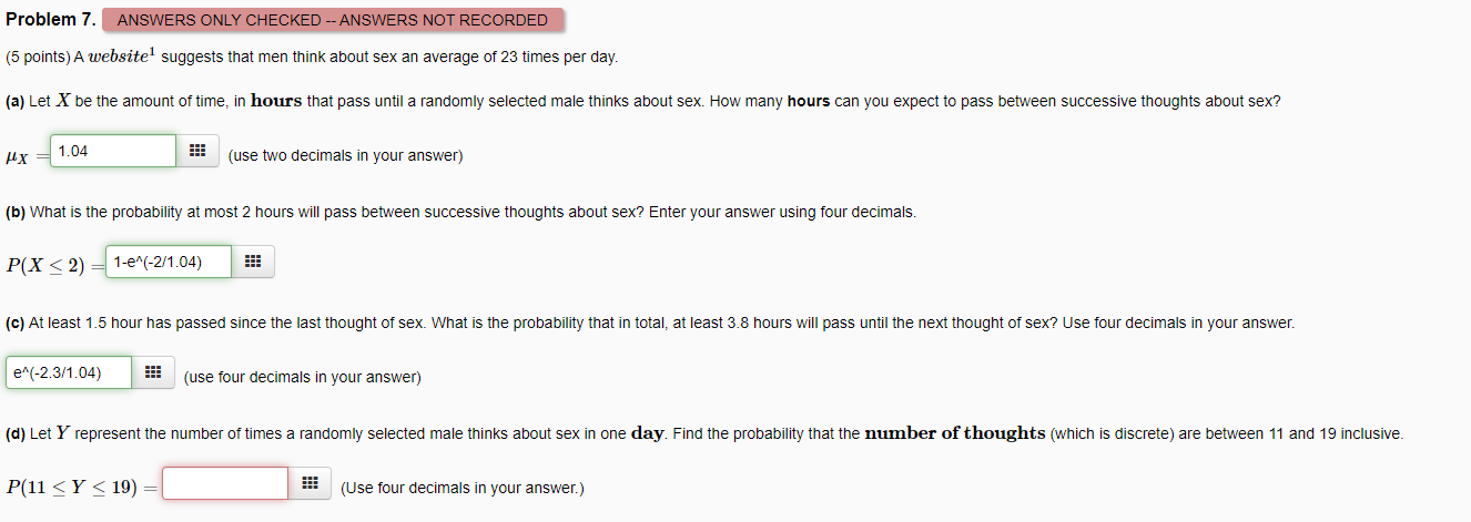 Solved Problem 7 Answers Only Checked Answers Not
