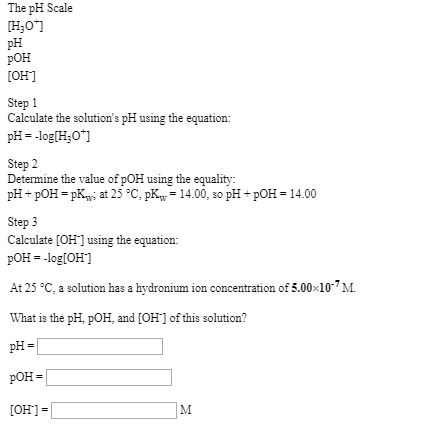 Solved The pH Scale [H30] PH POH (ОН) Step 1 Calculate the | Chegg.com