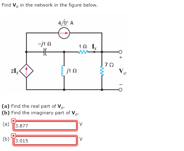 Solved Find Vo in the network in the figure below. 4/0° A 7 | Chegg.com