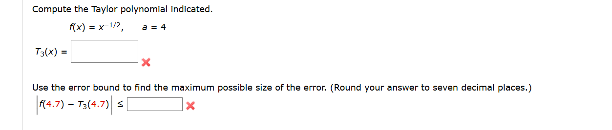 Solved Compute the Taylor polynomial indicated. f(x) = | Chegg.com