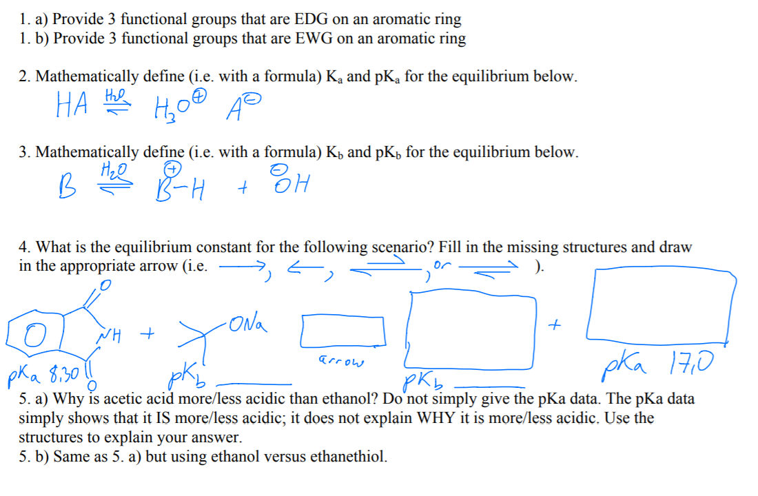 Solved 1. a) Provide 3 functional groups that are EDG on an | Chegg.com