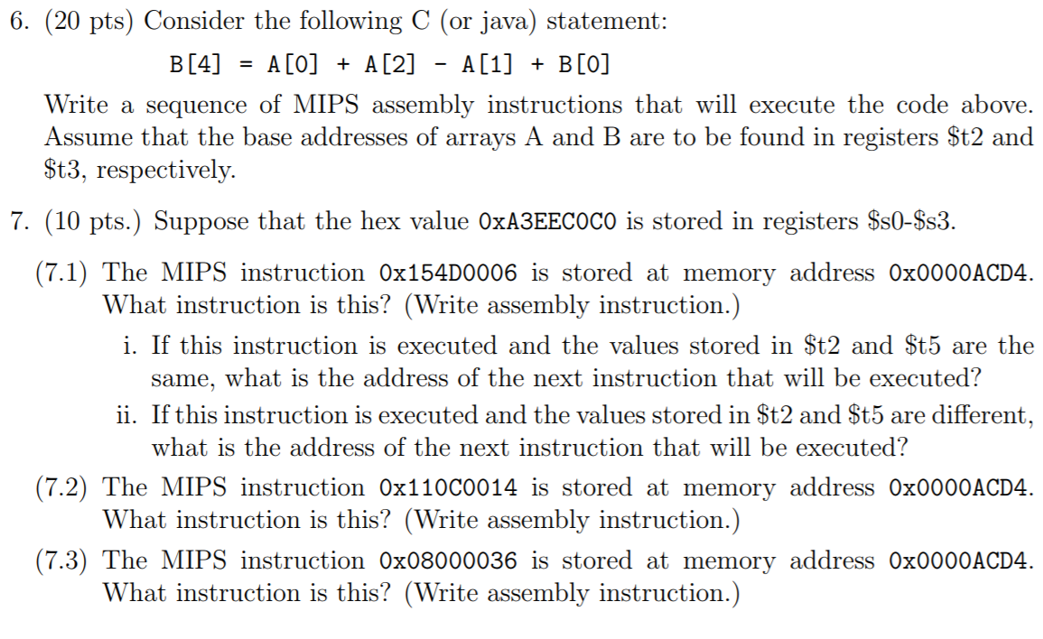 Solved 6. (20 pts) Consider the following C (or java) | Chegg.com Solved 6. (20 pts) Consider the following C (or java) | Chegg.com