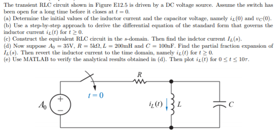Solved The Transient Rlc Circuit Shown In Figure E Is Chegg Com | My XXX Hot Girl