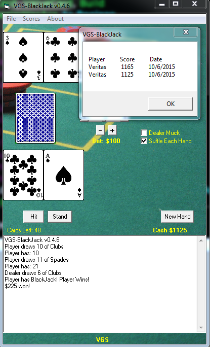 GitHub - VTSTech/VGS-BlackJack: Simple BlackJack game