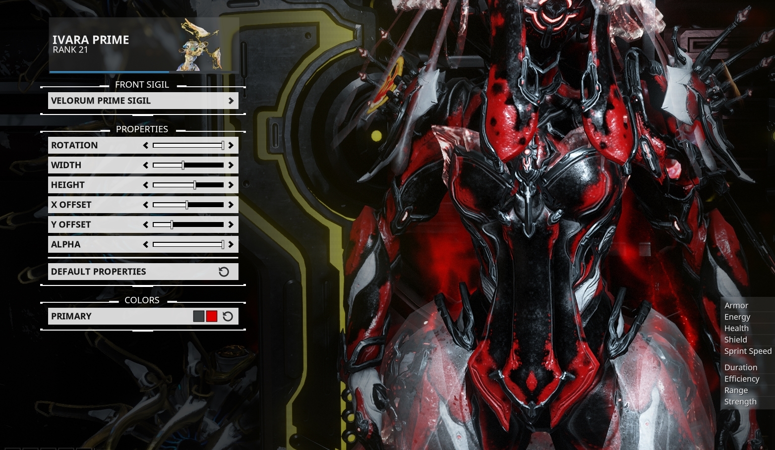 Sigil appearing under Ivara prime details - Art & Animation - Warframe Forums