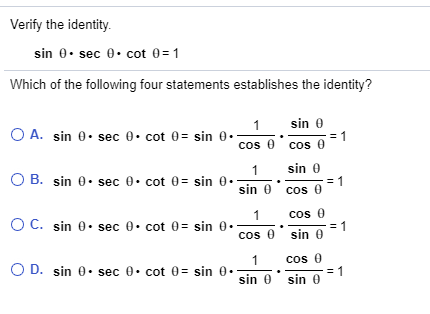 Solved Verify the identity Which of the following four | Chegg.com
