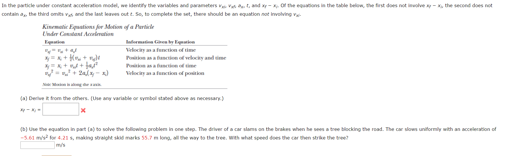 Solved In the particle under constant acceleration mode we | Chegg.com