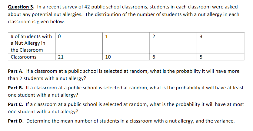 Solved Question 3. In a recent survey of 42 public school | Chegg.com