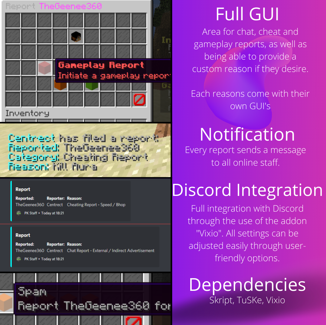 Full Report System w/ GUI, Reasons and Discord link. | SpigotMC - High ...