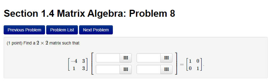 Solved Section 1.4 Matrix Algebra: Problem 8 Previous | Chegg.com