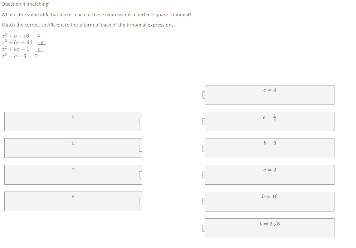 Solved Question 4 (matching) What is the value of b that | Chegg.com