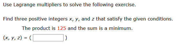 Solved Use Lagrange multipliers to solve the following | Chegg.com