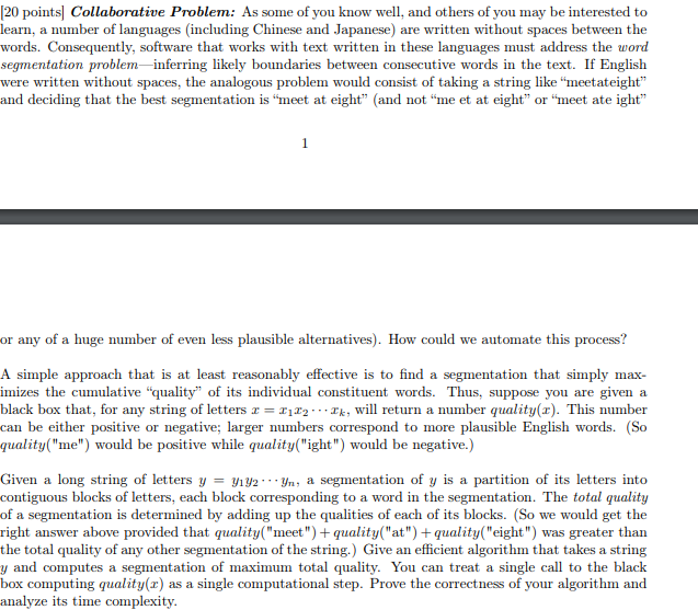 Solved [20 points Collaborative Problem: As some of you know | Chegg.com